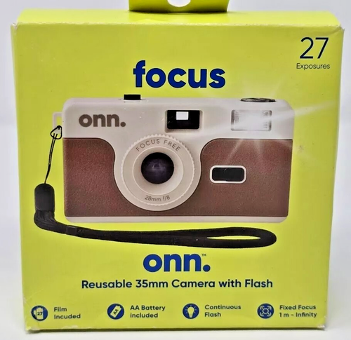 35mm Camera Onn Focus Reusable with Flash Film Battery Point & Shoot ...