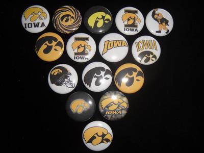 Iowa Hawkeyes buttons flat back or pin badge cabochons embellishments ...