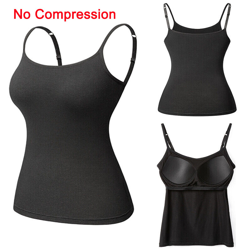 Comfort Women Built in Bra Padded Cami Vest Camisole Tank Top Body ...