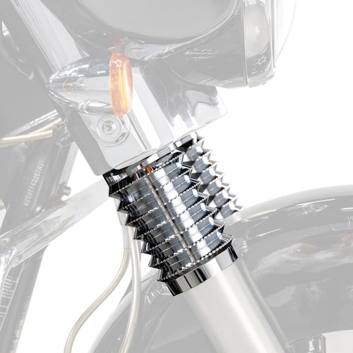 Chrome Retro Wave Fork Slider Covers For Harley Touring Street Glide Road King | eBay