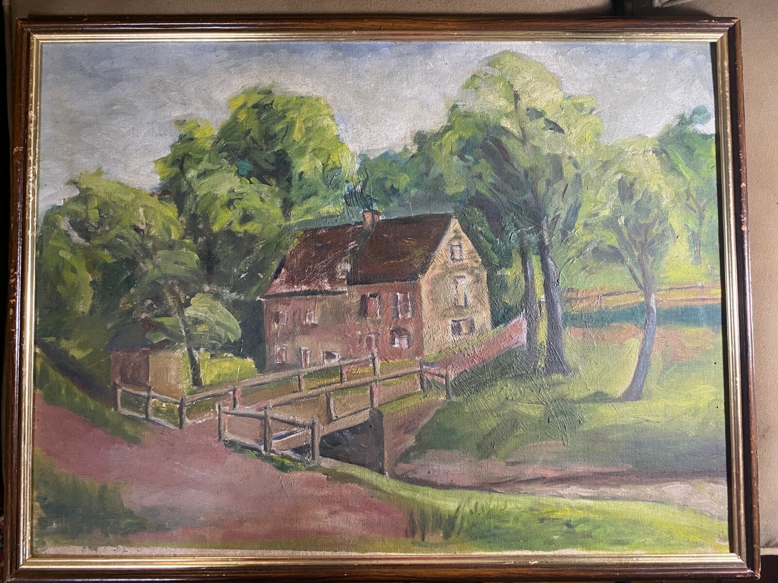 Florence J Hoopes (1894-1984) "Farmhouse Landscape Scene" Oil Painting ...