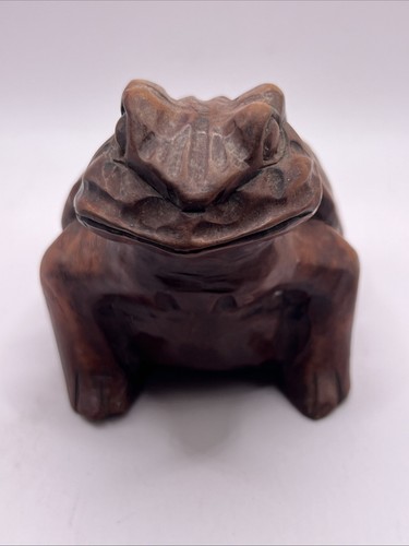 Hand-Carved Wooden Frog Figurine – Amphibian Toad Sculpture Decor | eBay