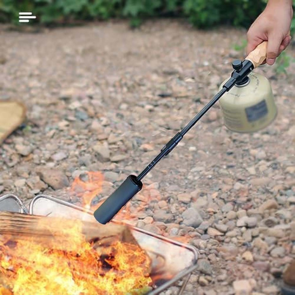 Portable Camping Gas Torch with Wood Handle Detachable and Adjustable ...