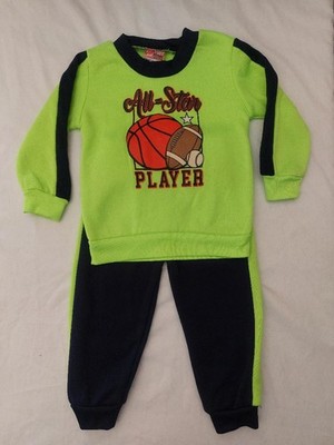 Tuff Guys Toddler Boy Navy Blue/Green 2-Pc Sweatshirt & Pants Outfit ...