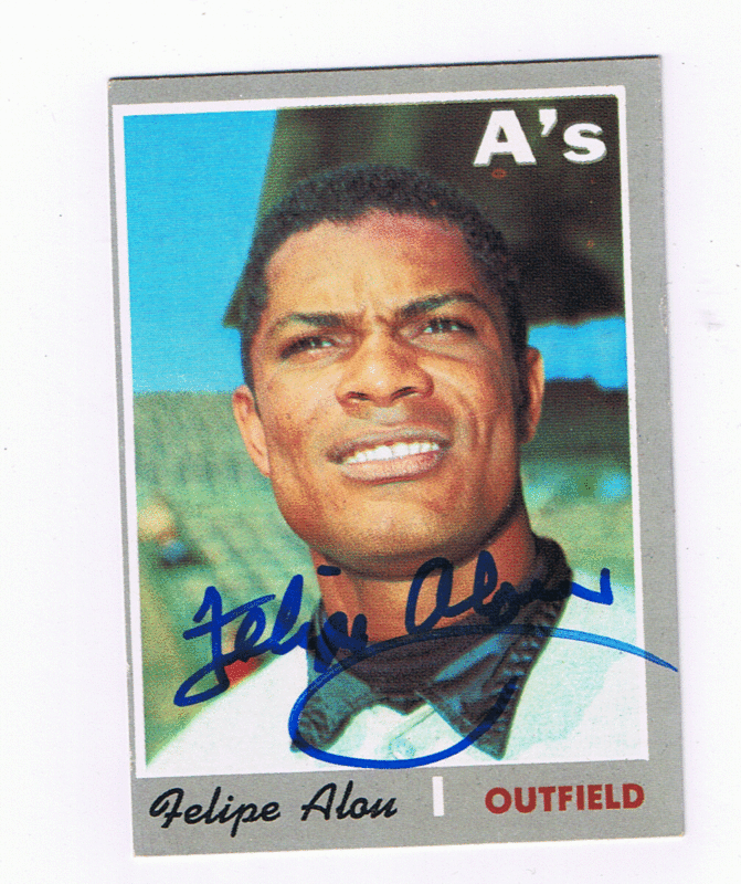 1970 Topps #434 FELIPE ALOU Autograph / Signed card Oakland Athletics ...