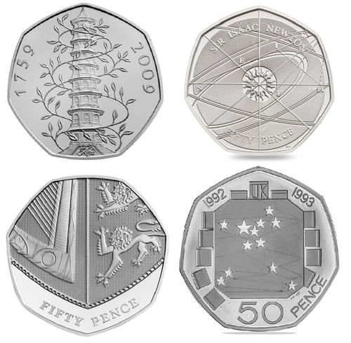 50p coins 2009 2010 2011 2016 2018 Royal Shield Kew 2019 1992 EEC 2020 ...