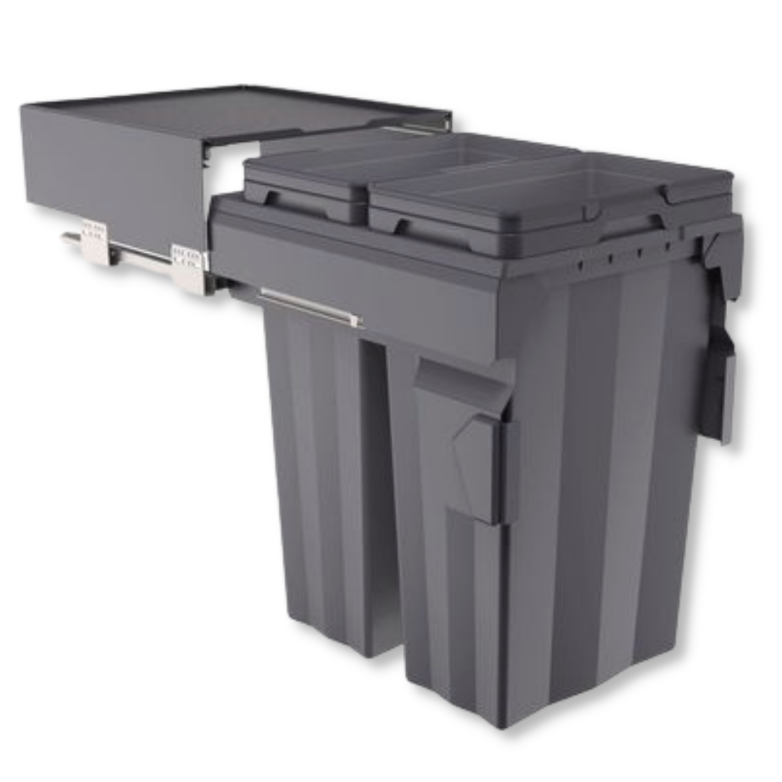 Kaboodle Pull Out Bin Waste Storage Side Mount 2 Removable Bins 22L 54L ...