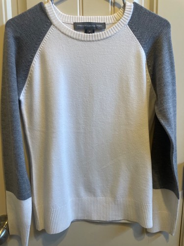 French Connection Women's Pullover White / Gray Sweater Size M Medium ...