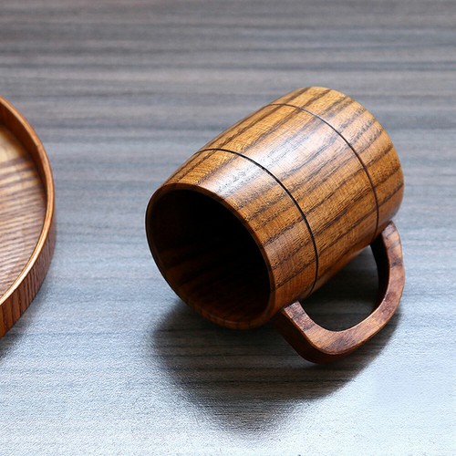 Tea Wood Cup Classic Wooden Beer Wine Cap Mug Milk Coffe Home Drinkware ...