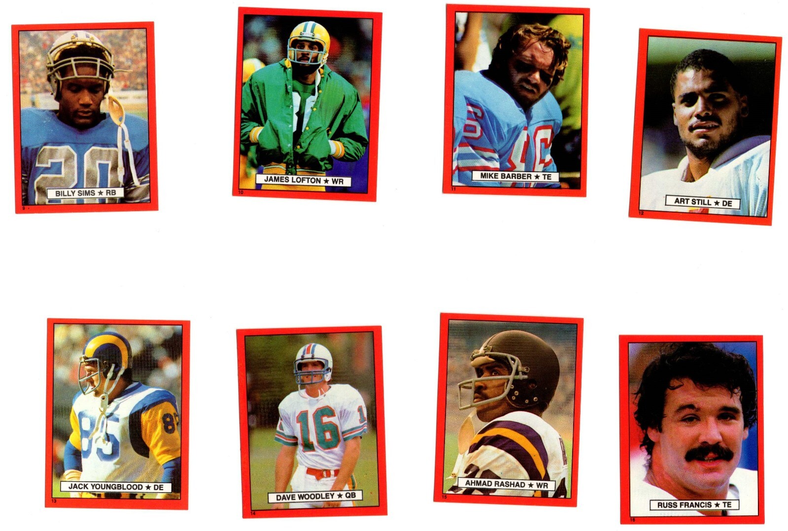 Dave Woodley, 1981 Topps Football Stickers Red Border Test #14, Miami ...