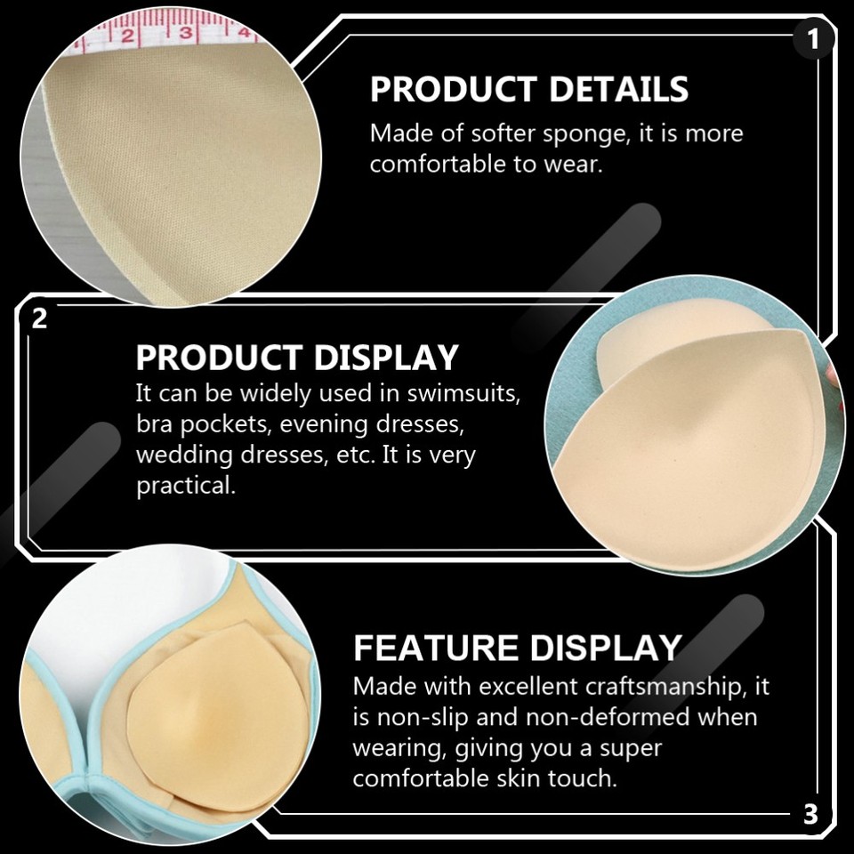 Bra Sponge Inserts Pad 4 Pairs for Swimwear Evening and Wedding Use ...