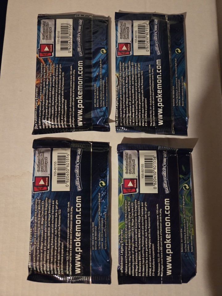 Lot of (4) POKEMON XY EVOLUTIONS Sealed 10-Card BOOSTER PACKS (Wrapper ...