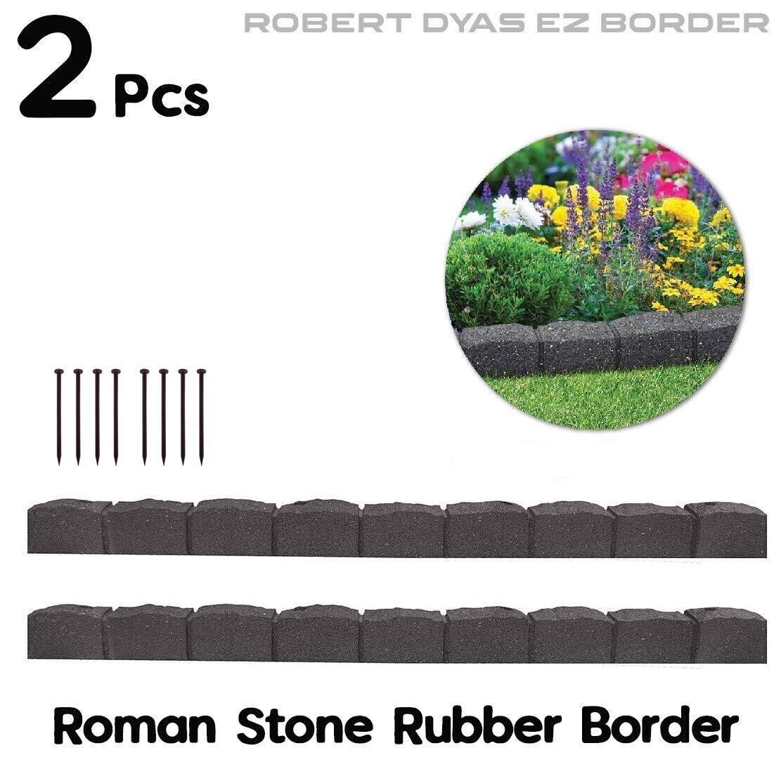 Roman Stone Edging Recycled Rubber Lawn Edging Flexi Curve Roman