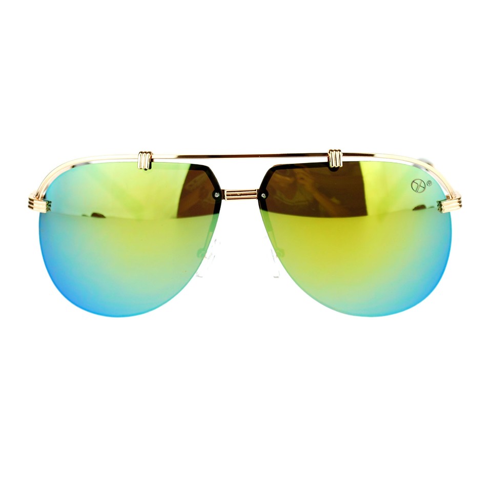 Mens Luxury Reflective Color Mirror Lens Rimless New Sunglasses | eBay