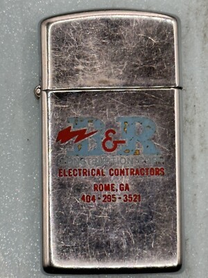 Vintage 1980 B&R Construction Advertising Chrome Slim Zippo Lighter | eBay