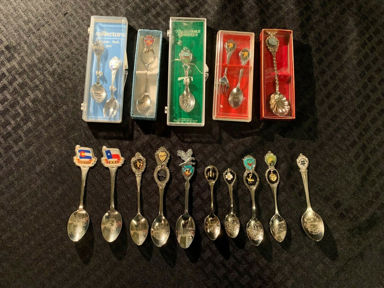VINTAGE Mixed Lot of 17 Travel Souvenir Collector Spoons States Places ...