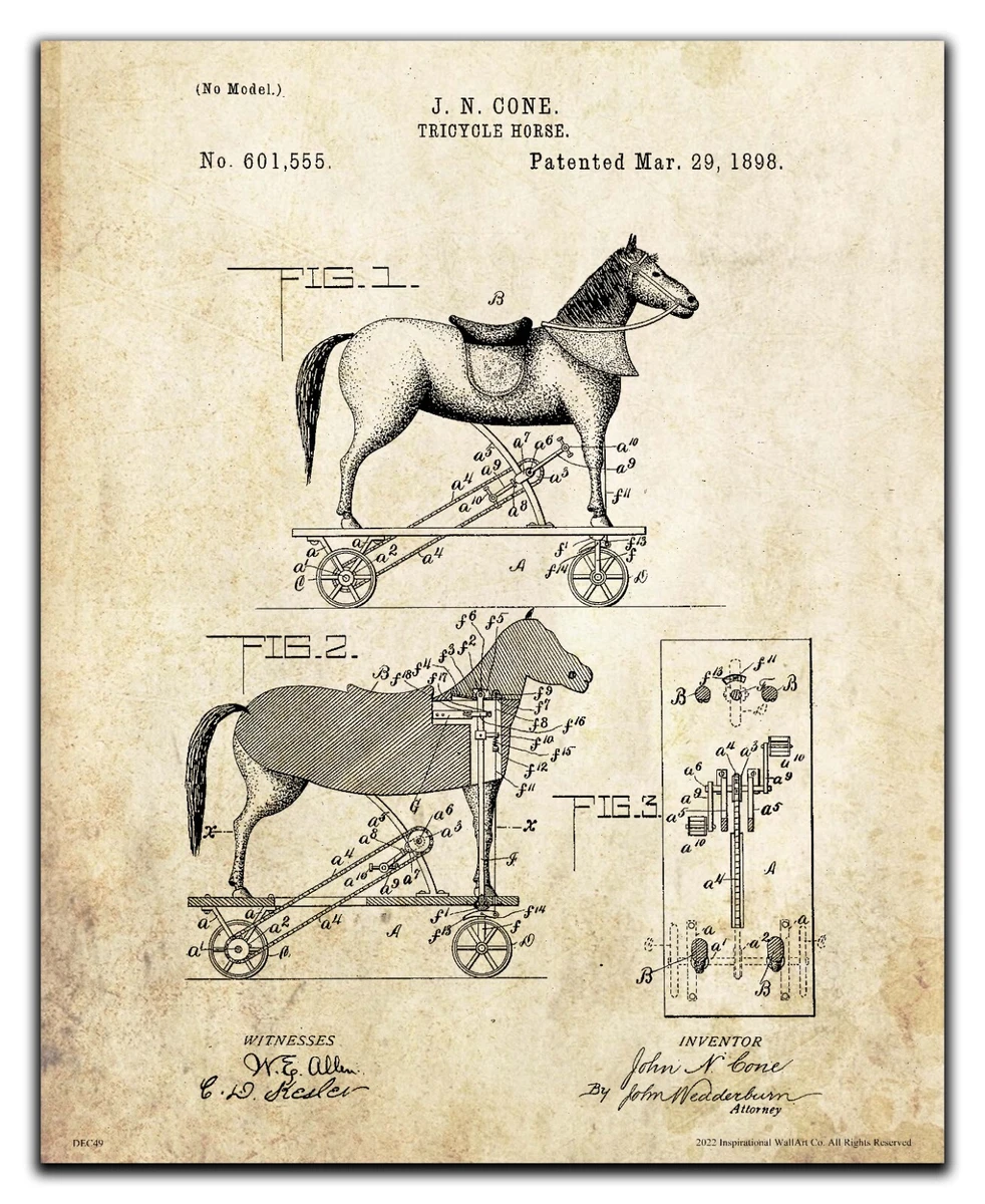 Vintage Rocking Horse Drawing