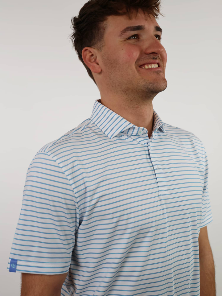 Donald Ross Mens Sport Fit RUBEN Polo - WHITE /ULTRAMARINE SEA GLASS SZ ...