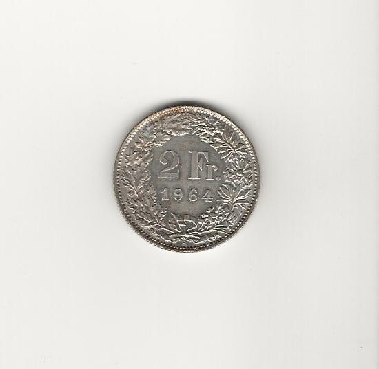 1964 SILVER 2FR SWISS HELVETIA COIN - Light Circ | eBay