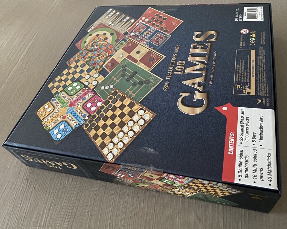 New Sealed Traditions 100 Games 5 Double-Sided Gameboards Chess ...