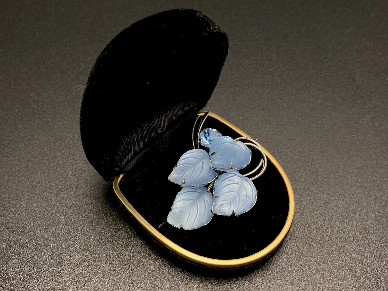Japanese Cute Light Blue leaf Shape Brooch wth Gift box. Made in Japan ...