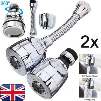 360° Flexible Bendable Extender Faucet Kitchen Sink Tap Spray Head ...
