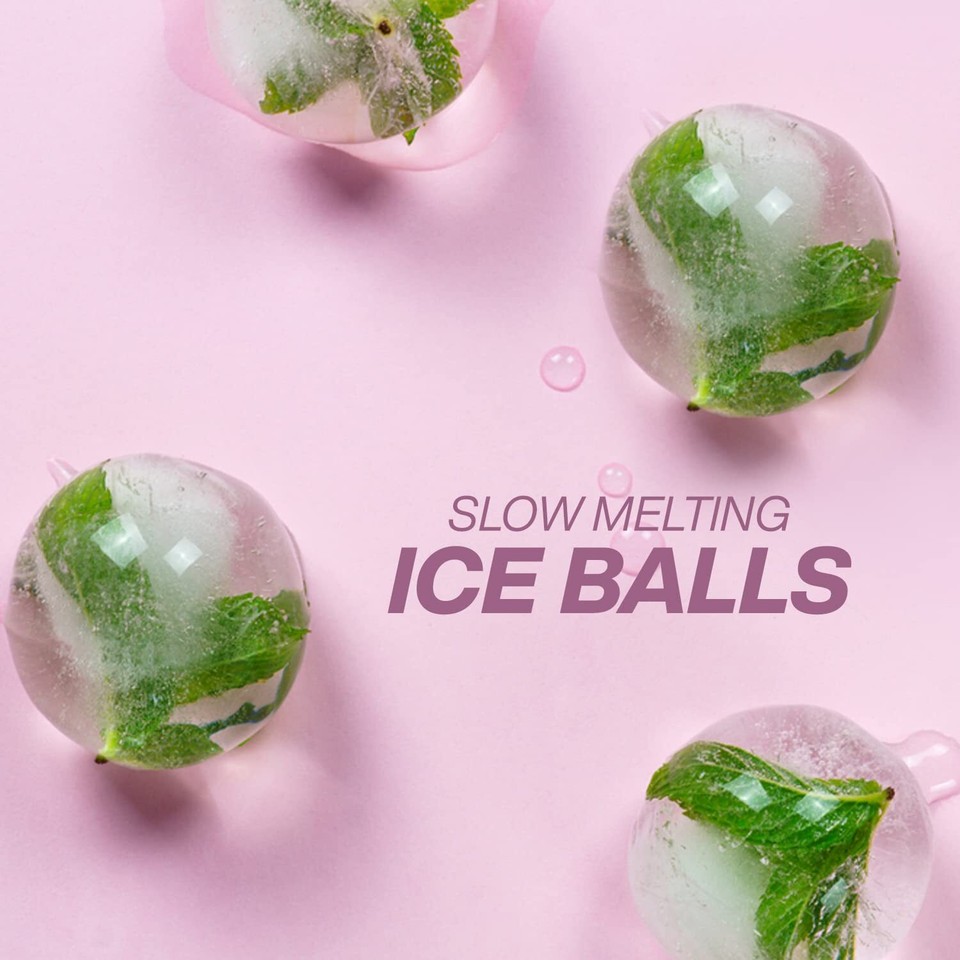 4 Large Ice Ball Maker with Lid Round Silicone Ice Tray for Whiskey ...