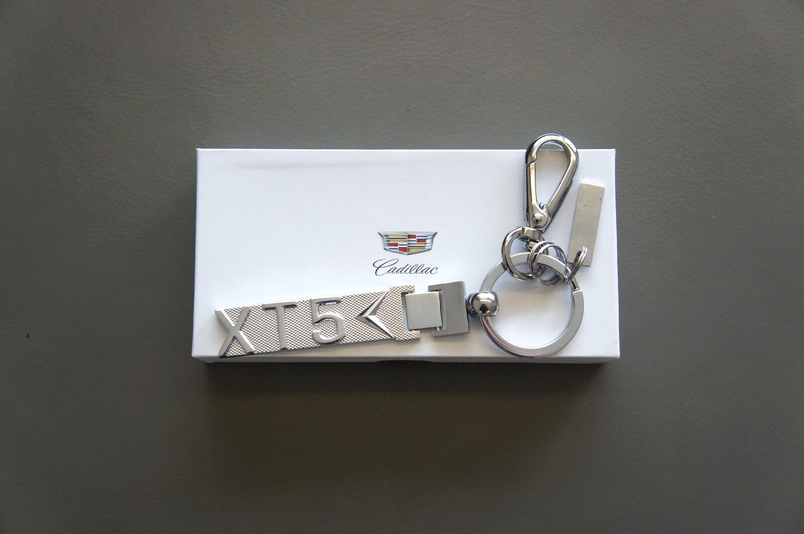 NIB Genuine Cadillac XT5 Silver Stainless Steel Metal keychain Key Ring ...