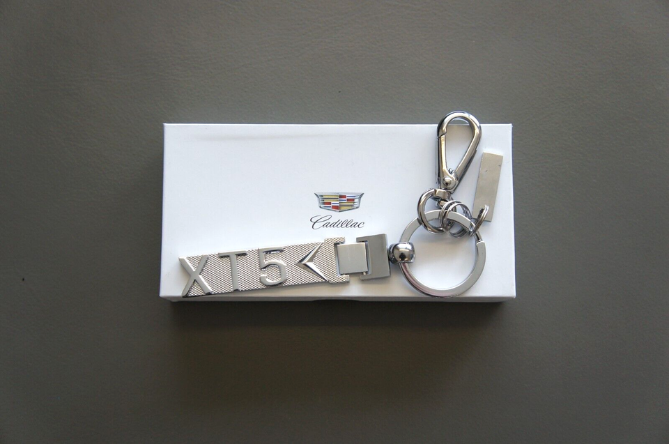 NIB Genuine Cadillac XT5 Silver Stainless Steel Metal keychain Key Ring ...