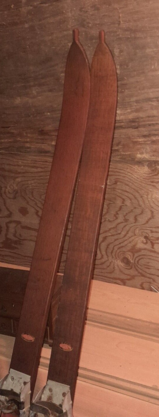 1920s antique wooden downhill skis by Lund 72 inches Vintage in great ...