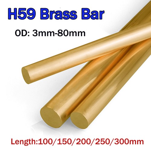 H59 Brass Bars OD 3mm ~ 80mm Solid Round Rod Shaft Length 100/150/200 ...