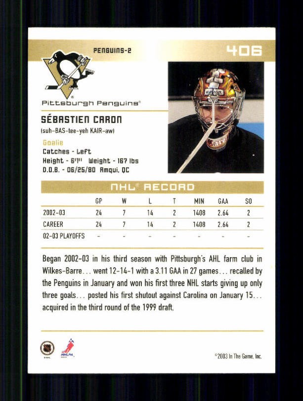 Sebastien Caron NHL USA Traiding Card Original Signiert + A 253126 | eBay
