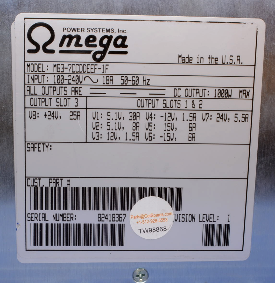 MG3-7CCDDEEF-1F / MAGNETEK OMEGA POWER SYSS PS INPUT 100-240V / OMEGA ...