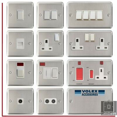 Volex Brushed Stainless Steel Light Switches and Electrical Sockets ...