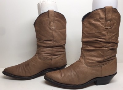 WOMENS UNBRANDED TOE RAND COWBOY LEATHER BROWN BOOTS SIZE 8 M | eBay