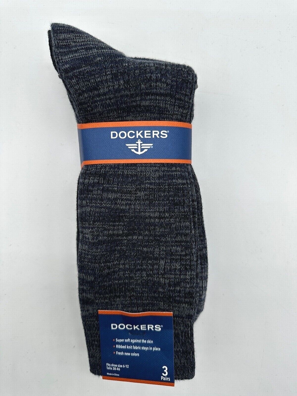 NEW PACK 3 DOCKERS MENS SUPER SOFT RIBBED KNIT CASUAL CREW SOCKS SIZE 6-12 | eBay
