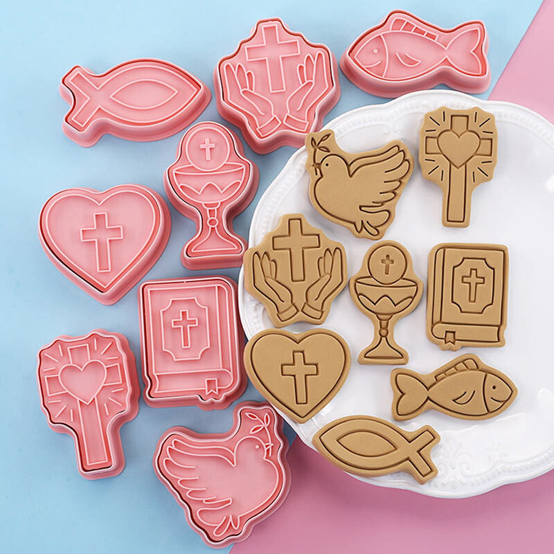 8PCS Christian Communion Cookie Cutter Cross Chalice Press Biscuit ...