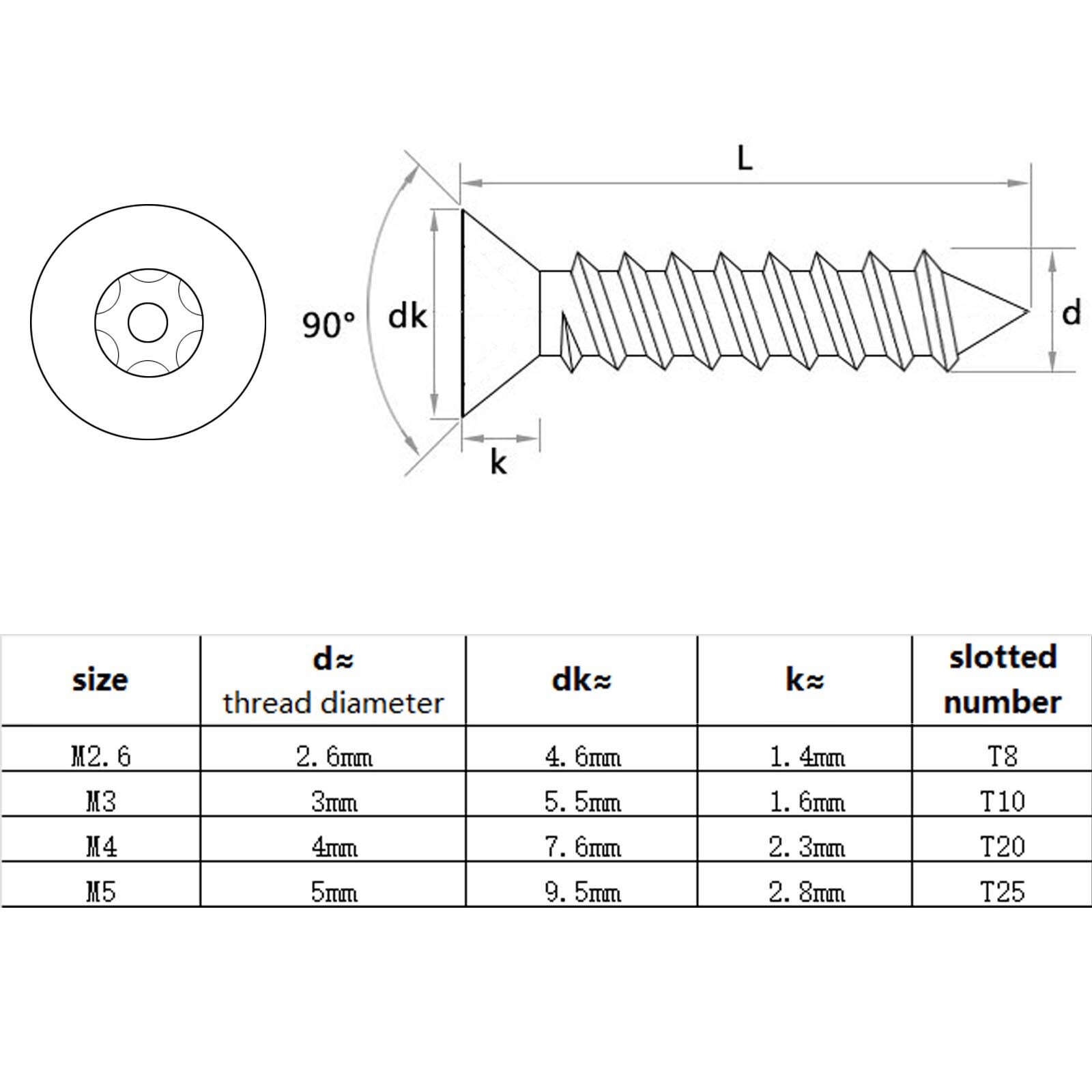 M2.6-M5 SS304 Pin Torx Countersunk Head Security Self-tapping Wood ...