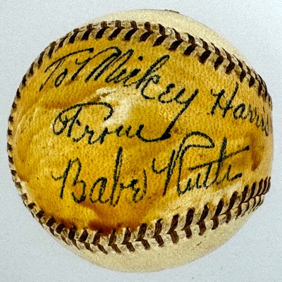Babe Ruth HOF Signed/Inscribed to Mickey Harris OAL Baseball Beckett ...