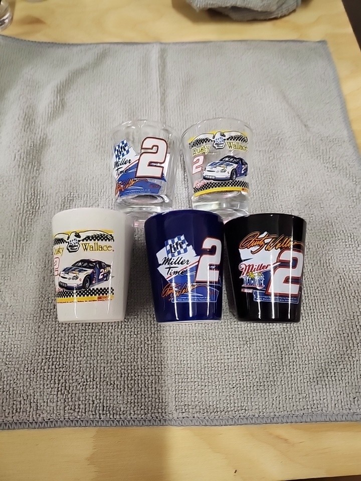 LOT OF 5 SHOT-GLASSES NASCAR RUSTY WALLACE TRACKS MILLER TIME #2 | eBay