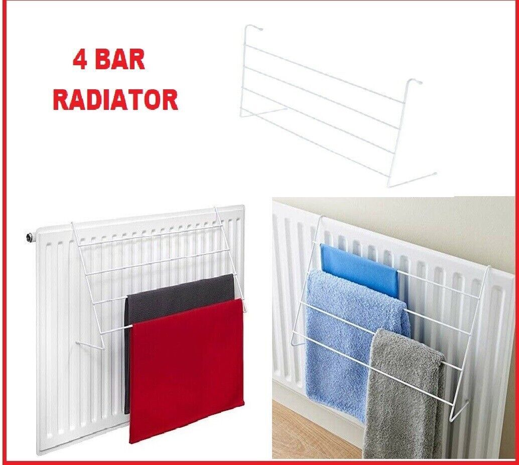 4 Bar Over Radiator Airer Dryer Clothes Drying Rack Rail Towel Holder ...
