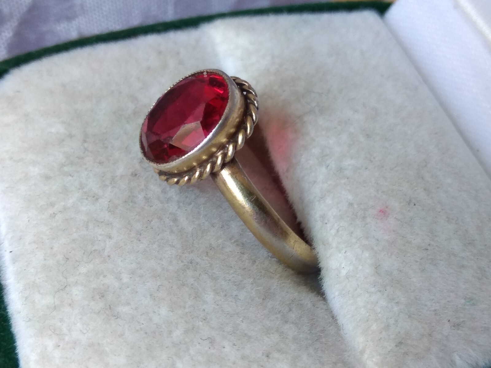 Vintage Elegant red stone ring SILVER 875 star stamp USSR ANTIQUE size ...