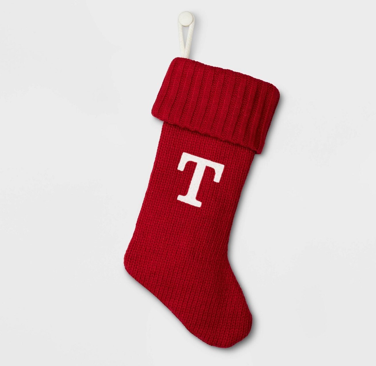 Letter Initial Monogram T 19" Red Holiday Knit Stocking Xmas Target ...