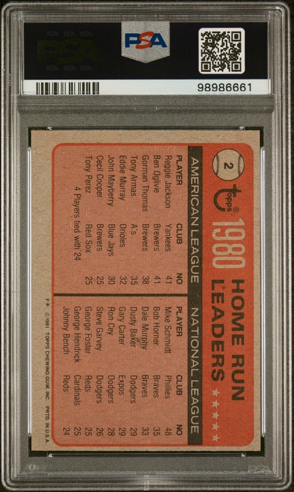 REGGIE JACKSON MIKE SCHMIDT PSA 9 1981 Topps Home Run Leaders #2 | eBay