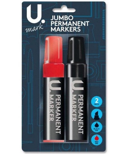 U. Jumbo Permanent Markers, 2pk Black & Red | eBay