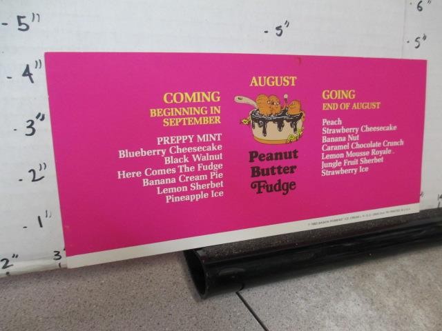 Baskin Robbins ice cream 1983 store display flavor sign PEANUT BUTTER ...