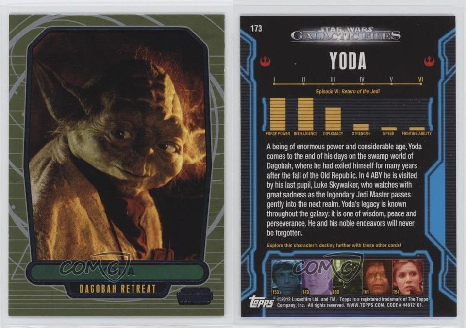 2012 Topps Star Wars Galactic Files Yoda #173 sh1 | eBay