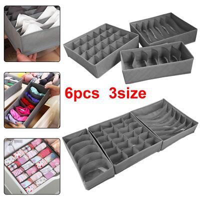 6Pcs Underwear Drawer Organiser Storage Box Tidy Socks Bra Ties Draw ...
