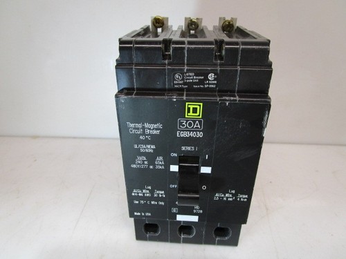 SQUARE D EGB34030 CIRCUIT BREAKER 30 AMP 480 VOLT 3 POLE UL CSA NEMA ...