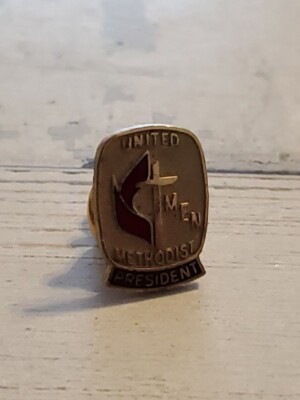 United Methodist Men PRESIDENT Tie Tack; Gold-Colored Metal with Red ...